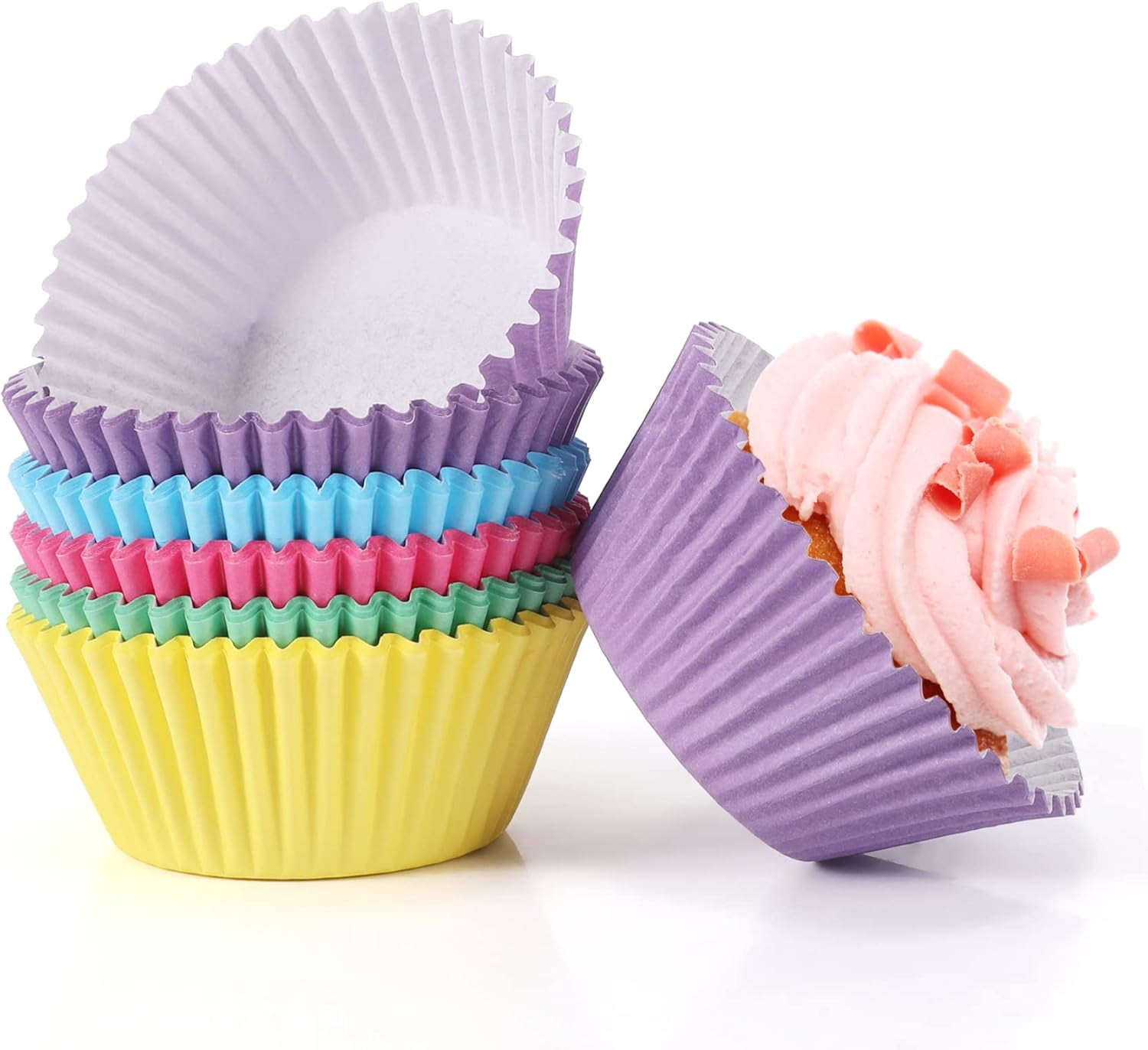Cupcake Liners, 100 pieces Rainbow Baking Cups Paper Muffin Wrappers ...
