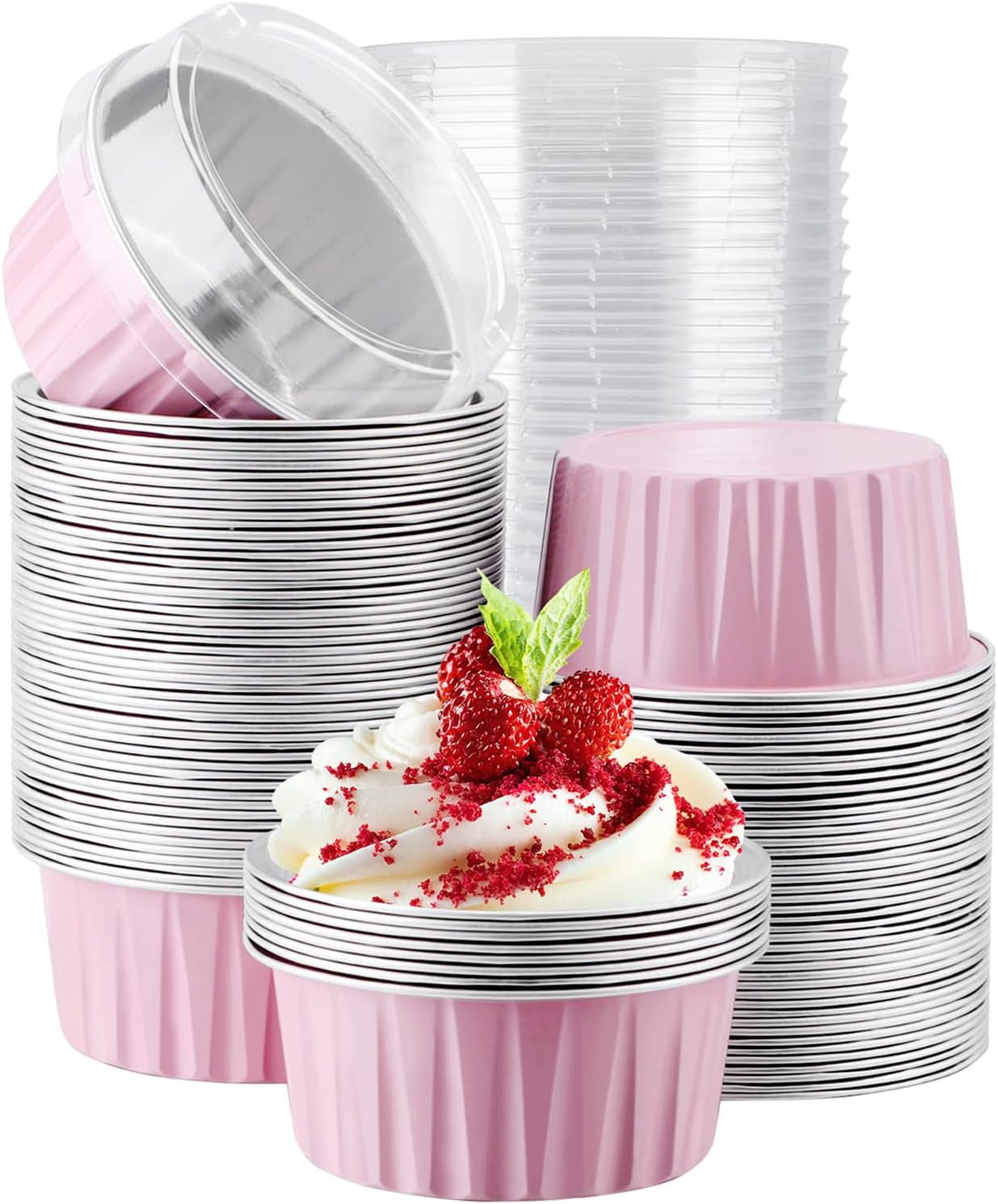 Cupcake Liners, 5oz 100pcs Aluminum Foil Cupcake Liners, Muffin Liners ...