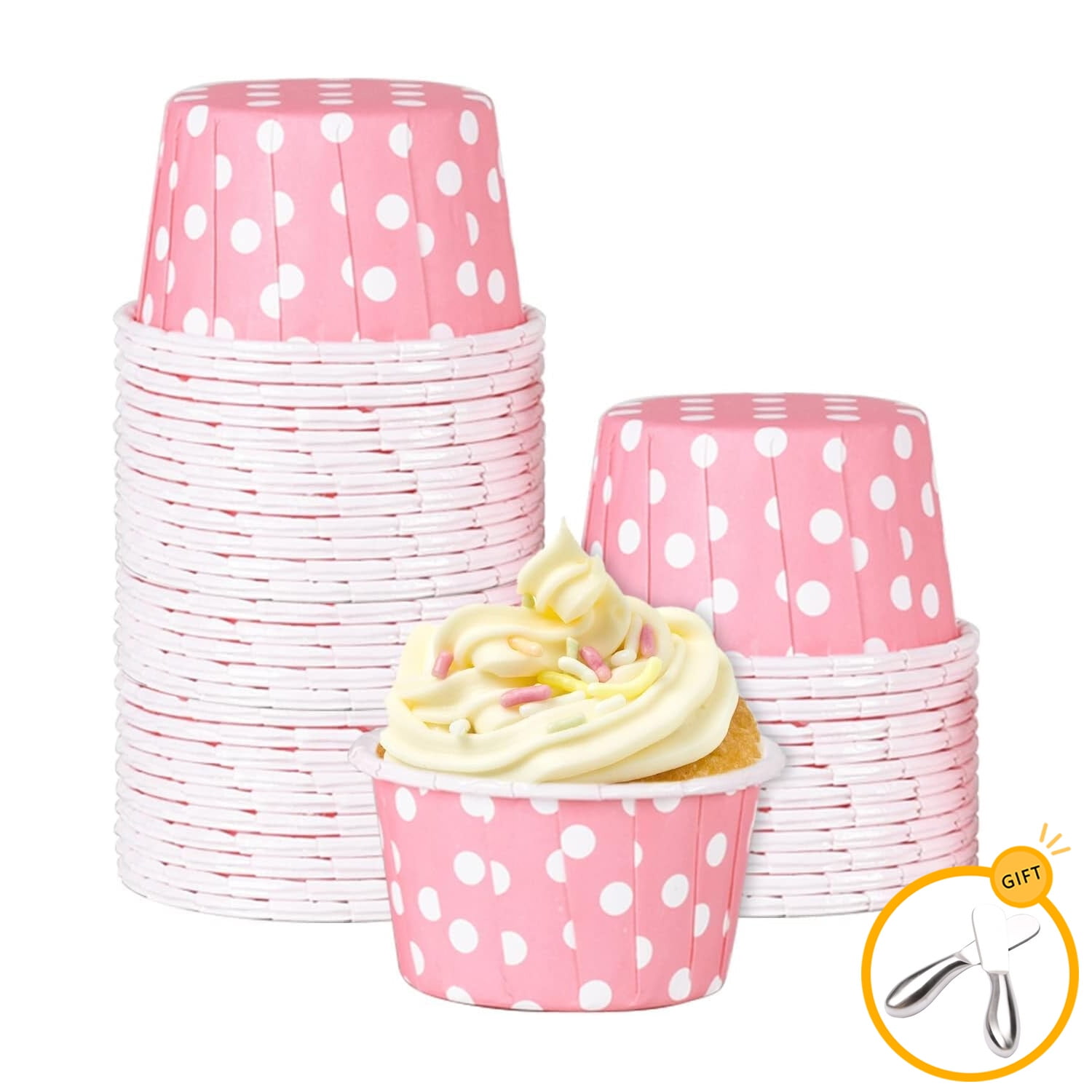 Cupcake Liners with Cheese & Butter Spreader Knives for Baking, 50 Pcs ...