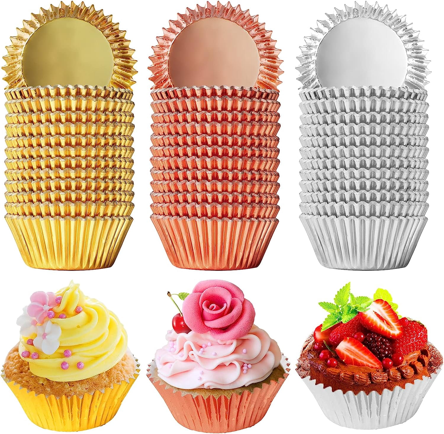 Cupcake Liners,Cupcake Liners for Baking,300 Pack Cupcake Cups Foil ...