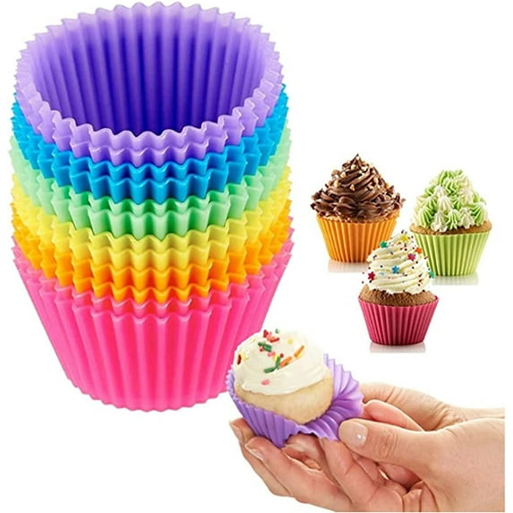 Ziediop Silicone Baking Cups, Reusable Mini Cupcake Liners, Rainbow ...