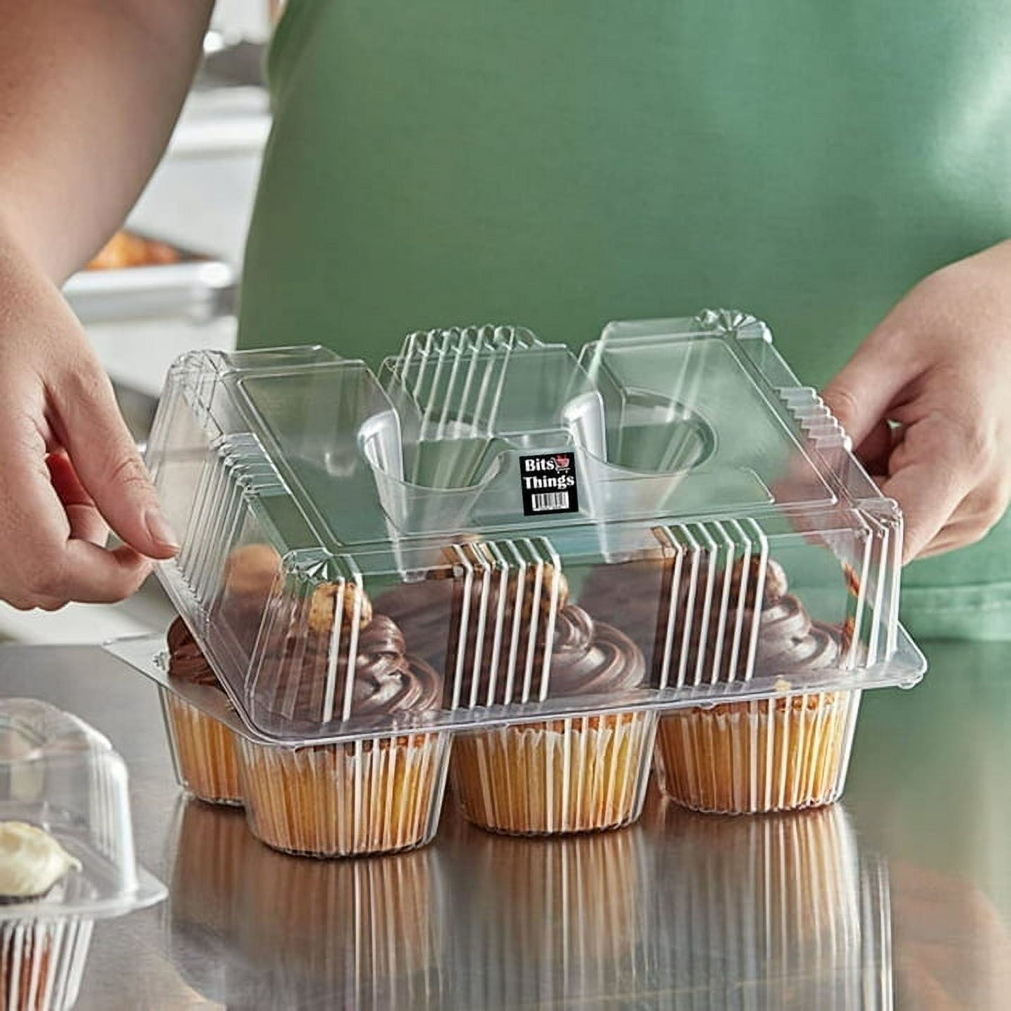 Cupcake / Muffin Container 6 Compartment High Dome Hinged OPS Plastic ...
