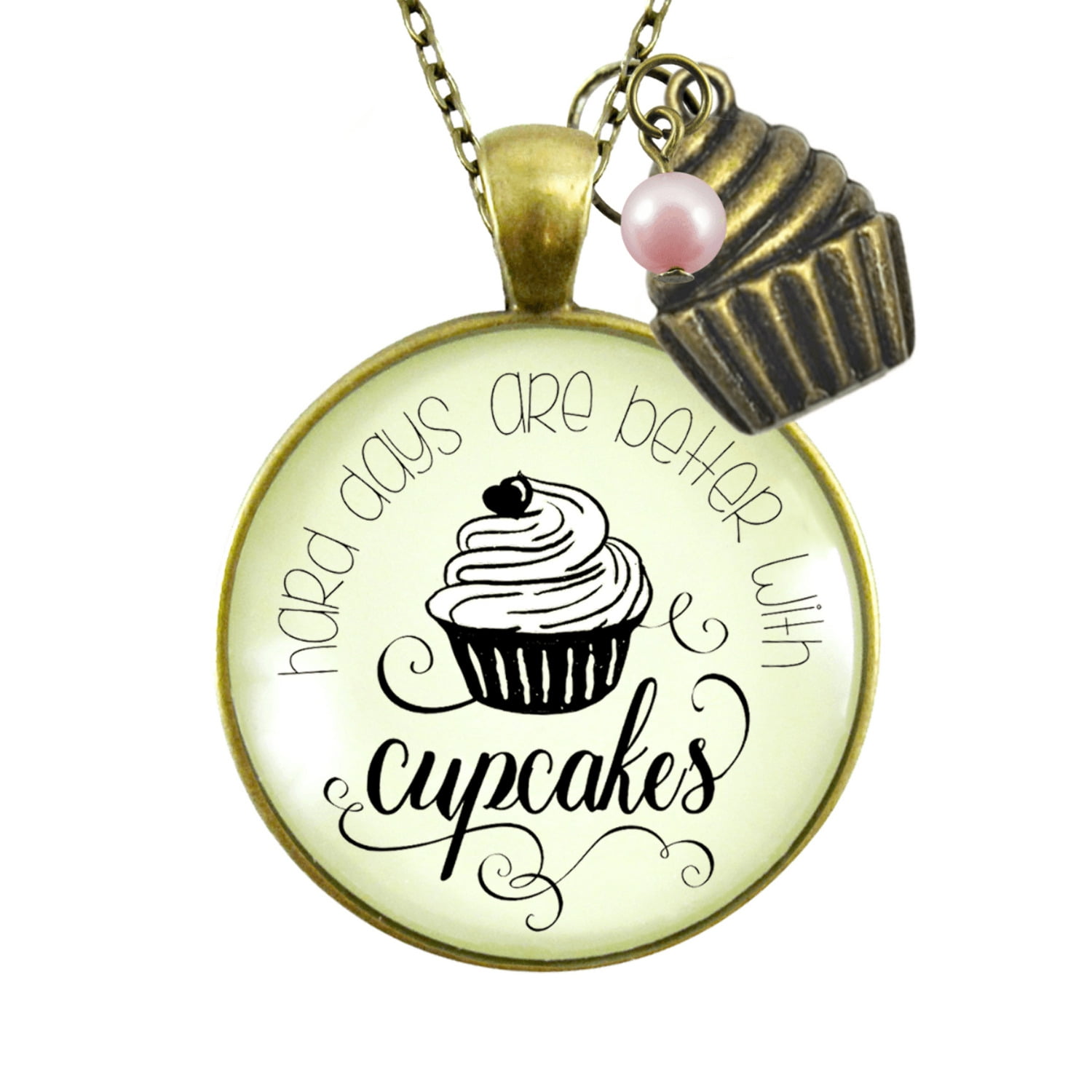 Cupcake Necklace Gutsy Goodness Bronze Metal Adult Female Metal Jewelry ...