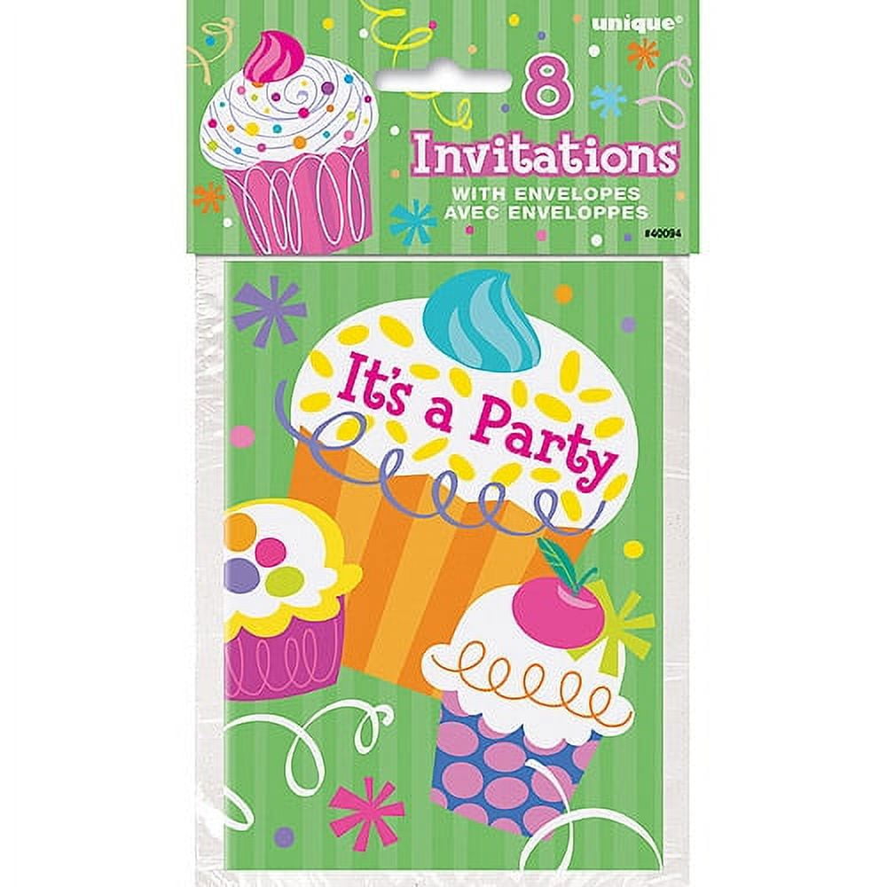 Cupcake Party Invitations, 8pk - Walmart.com