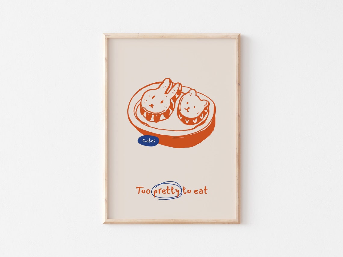 Cupcake Print, Retro Kitchen Wall Art, Cute Cooking Art, Funky Food Art ...