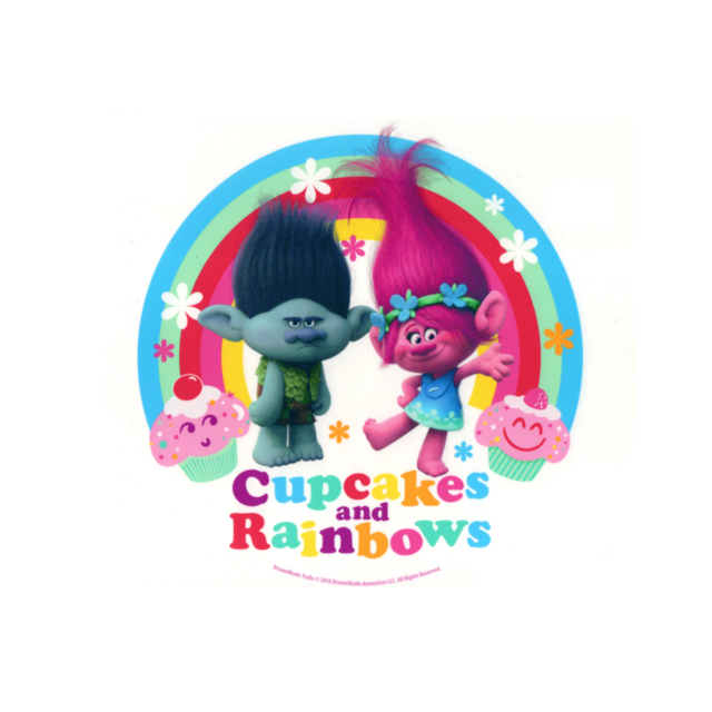 Cupcake & Rainbows Trolls Edible Cake Topper- 1/4 Sheet - Walmart.com