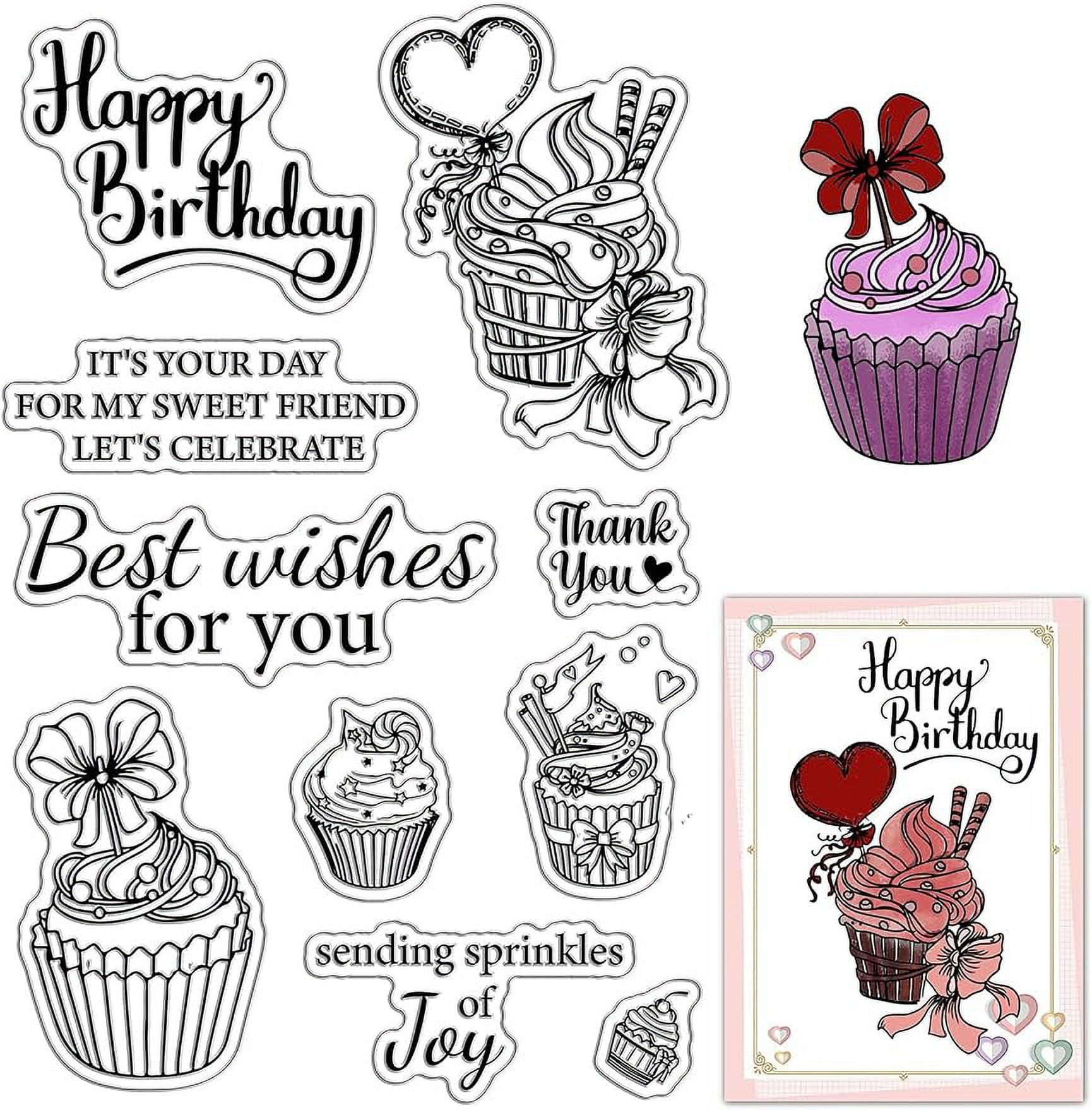 Cupcake Rubber Stamp Food Cake Clear Transparent Vintage Silicone Seals ...