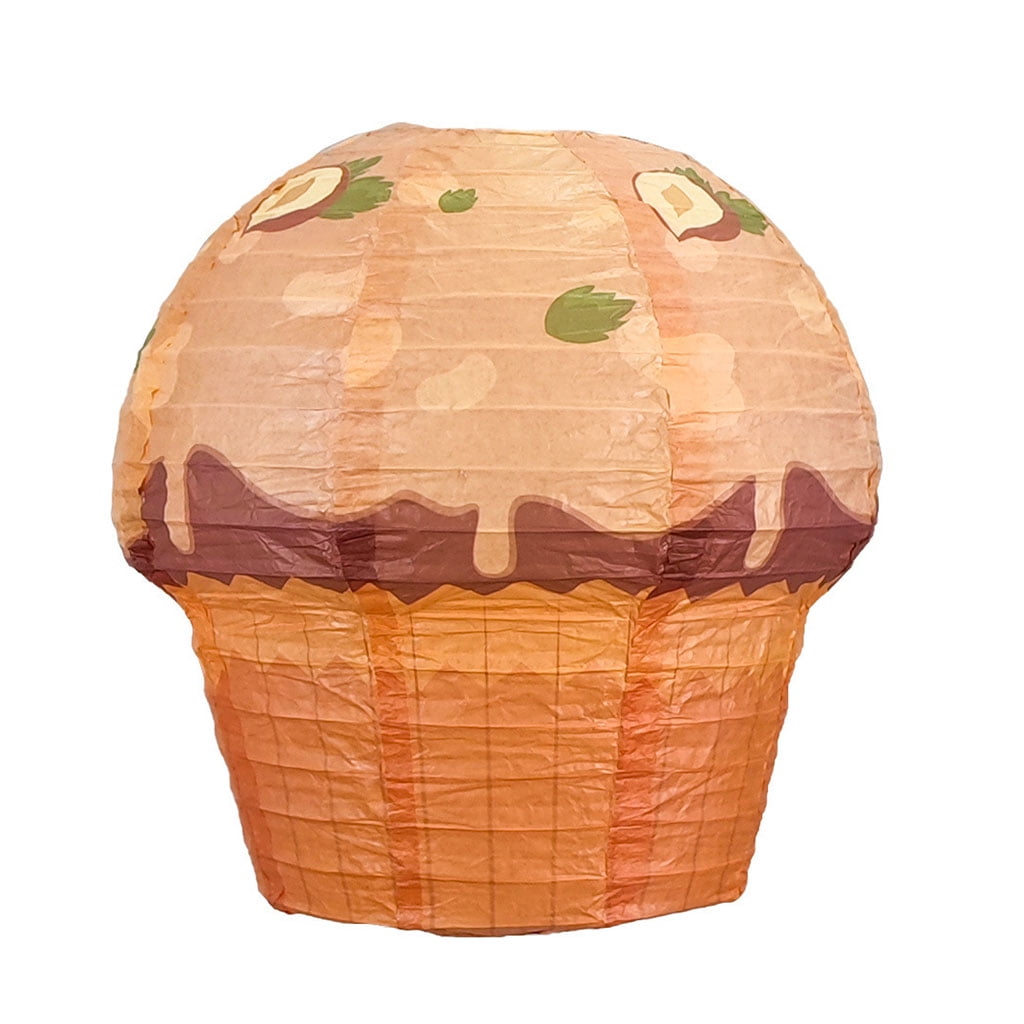 Cupcake Shape Folding Lantern Cartoon Cake Hanging Paper Lamp Birthday ...