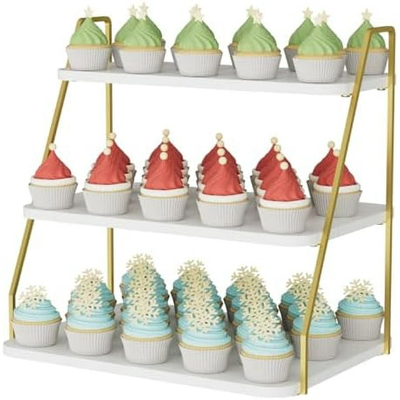 Cupcake Stand, 3-Tier Dessert Stand for 55 Cupcakes, Wood & Metal Tower ...