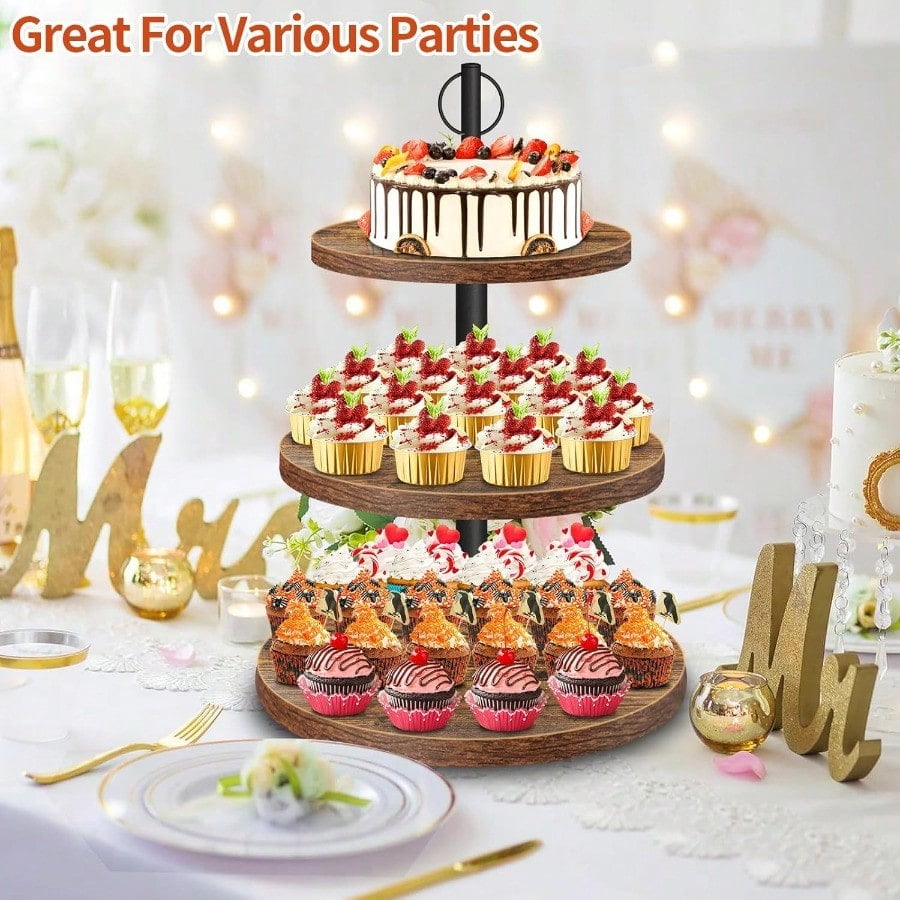 Cupcake Stand 3 Tier Large Cupcake Stand for 50 Cupcakes Rustic Dessert ...