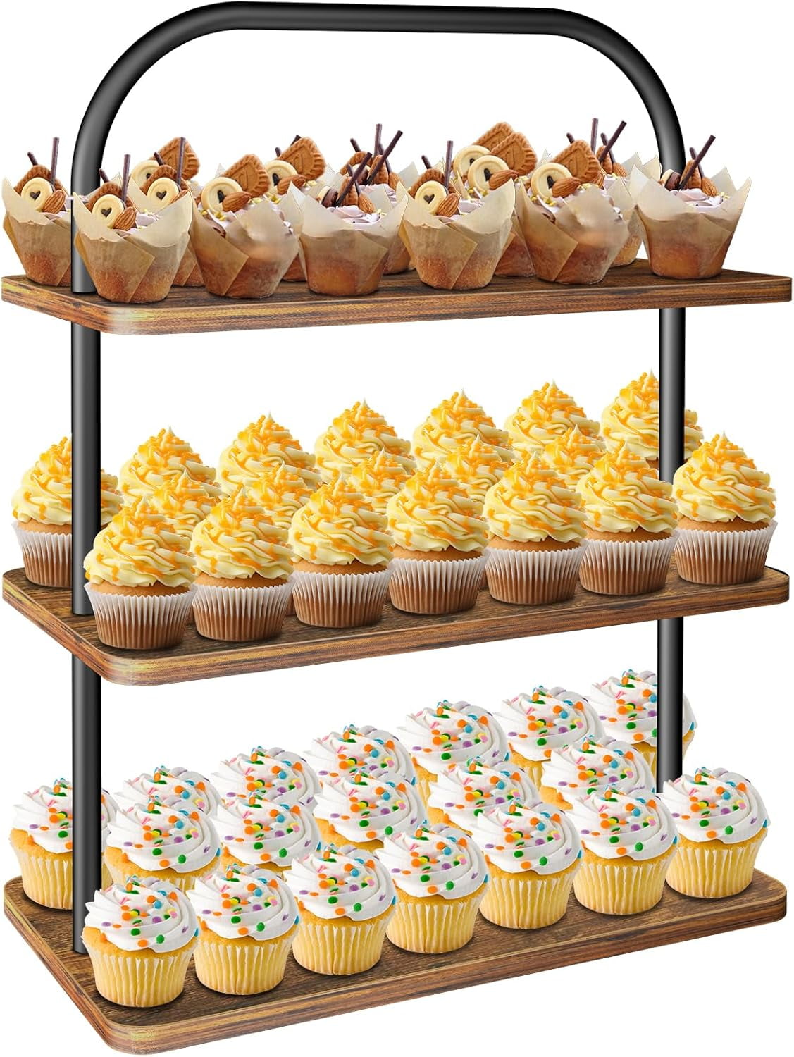 Cupcake Stand, 3 Tier Wood Cupcake Stand for 50 Cupcakes, Dessert Table ...