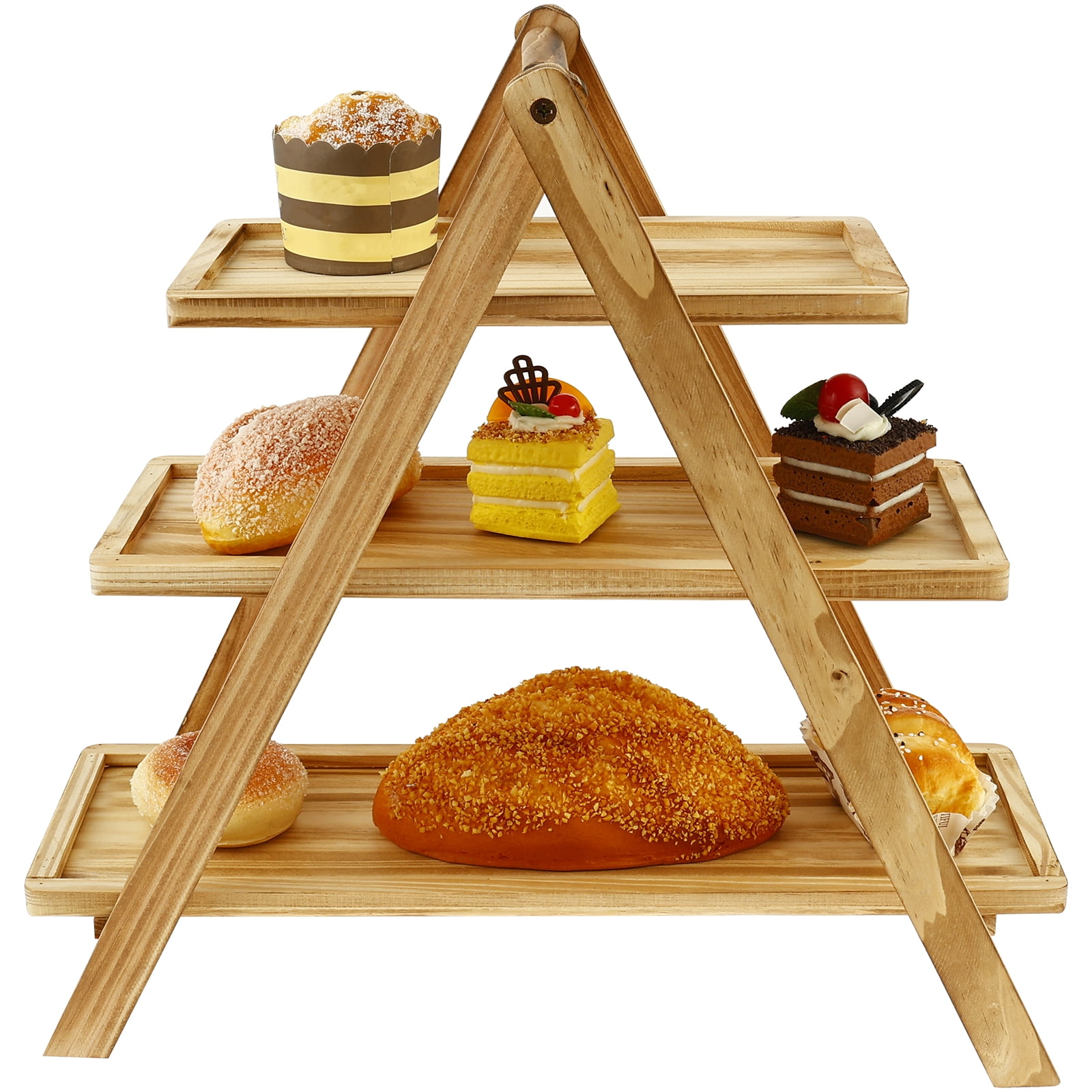 Cupcake Stand 3 Tiers Cupcake Display Stand Wood Ladder Dessert Stand ...