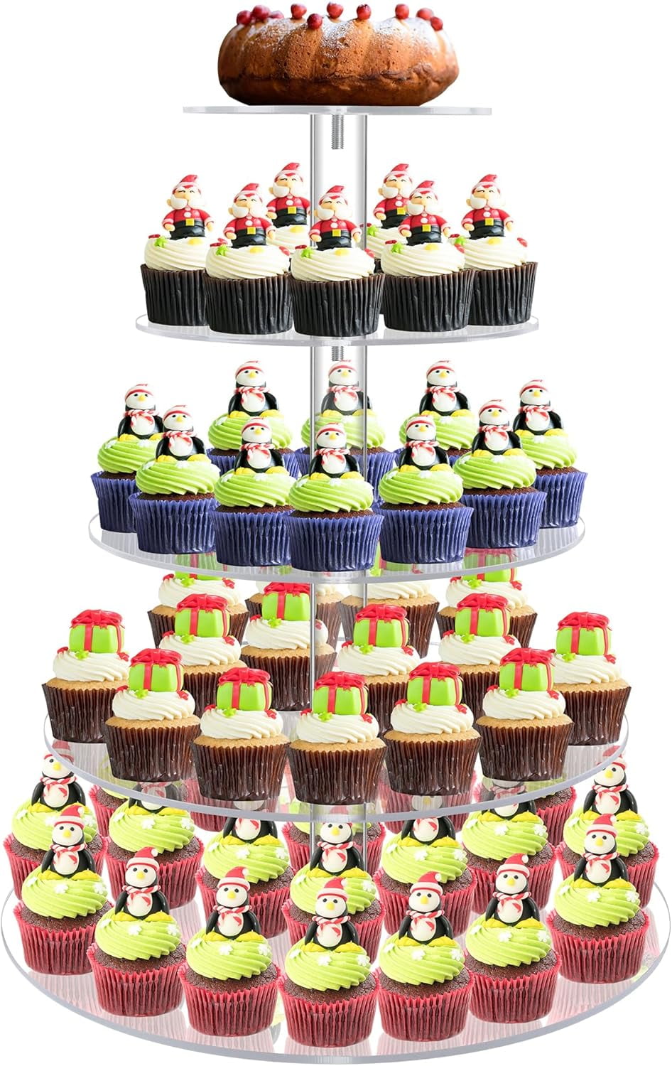 Cupcake Stand, 5 Tier Large Cupcake Stand for 50 Cupcakes, Round Tiered ...