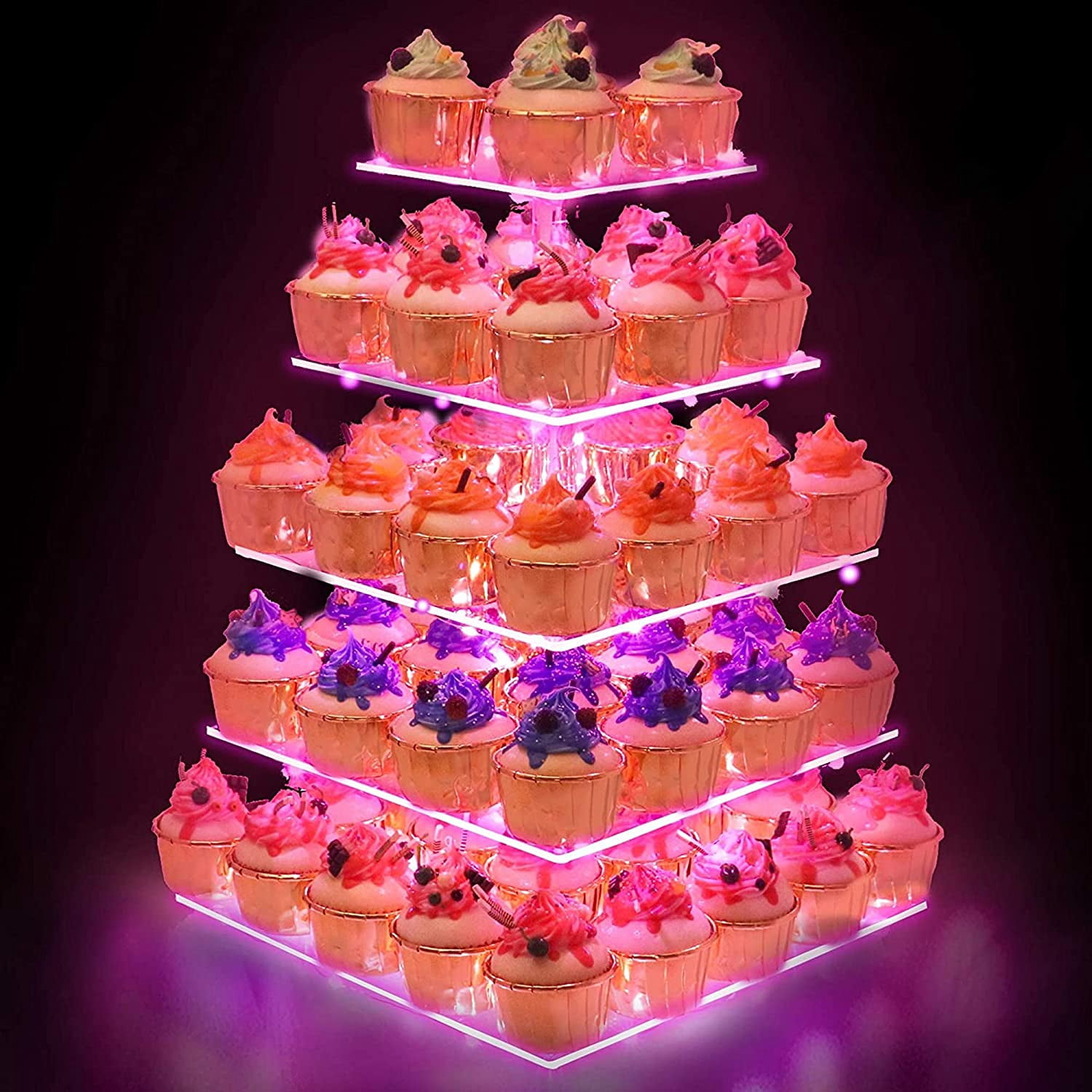 Cupcake Stand – 5 Tier Premium Cupcake Holder – Acrylic Cupcake Tower ...
