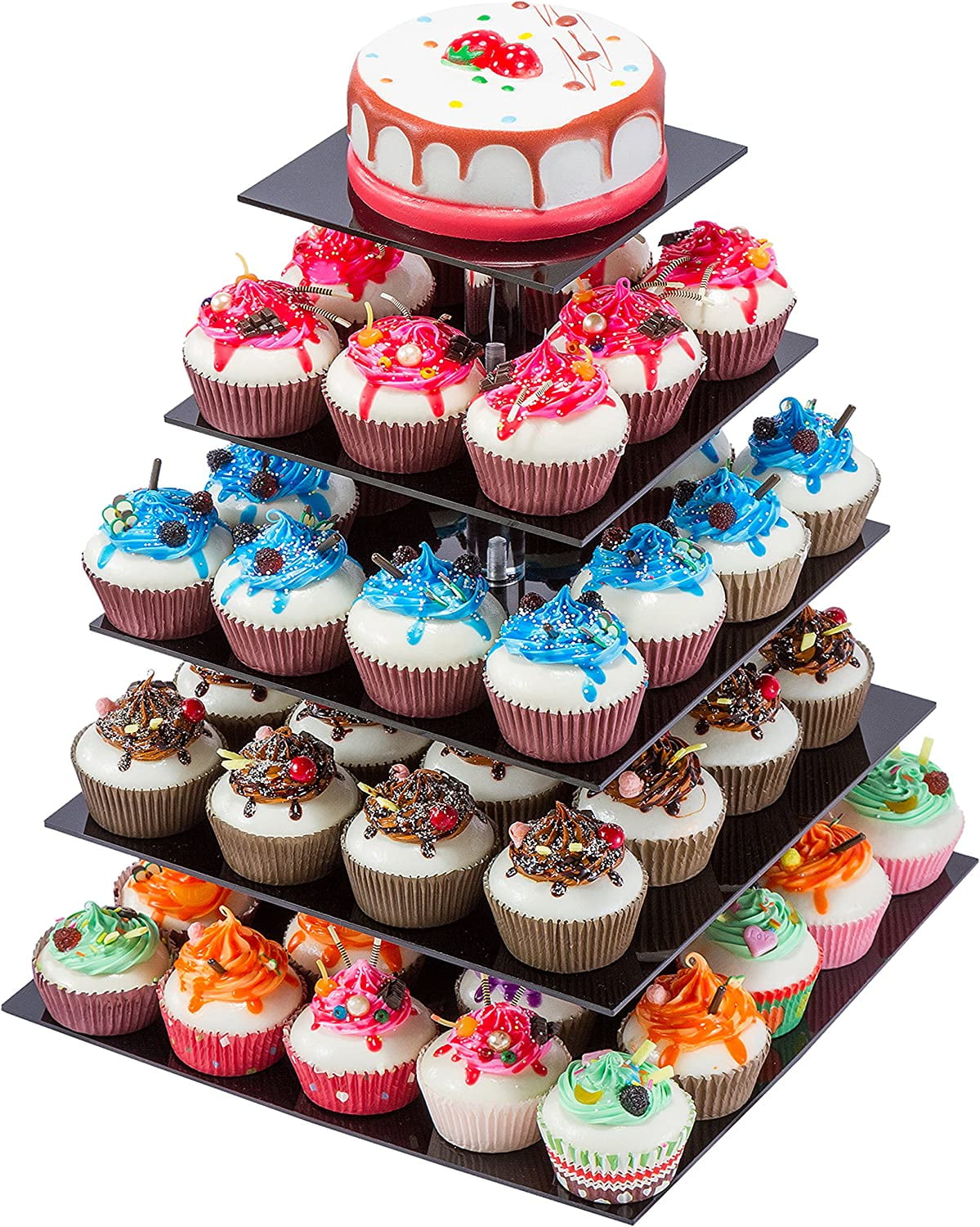 Cupcake Stand - 5 Tiers Square Cupcake Tower - Tiered Serving Dessert ...