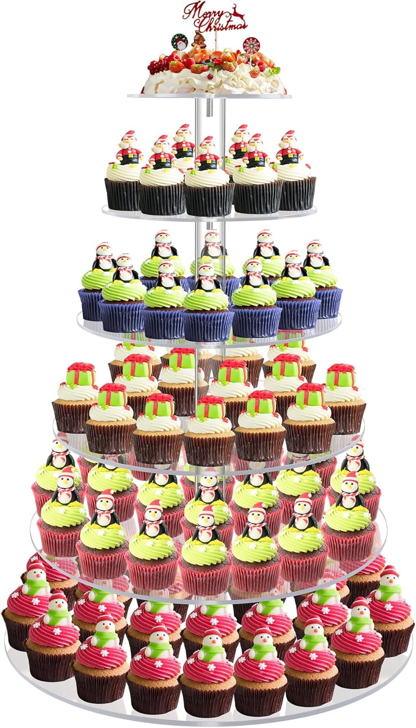 Cupcake Stand, 6 Tier Large Cupcake Stand for 50 Cupcakes, Round Tiered ...