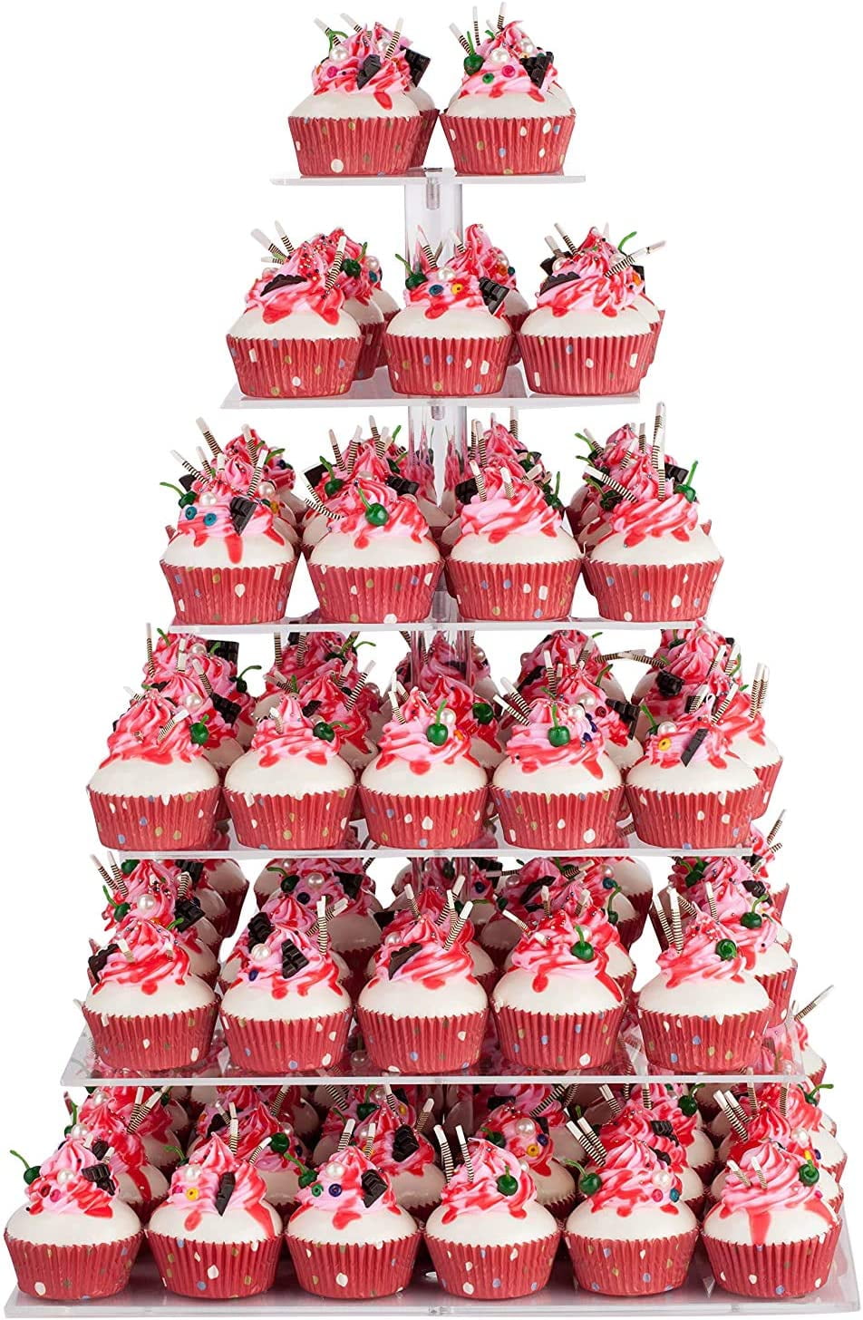 Cupcake Stand, 6 Tier Large Cupcake Tower Tree, Square Cupcake Holder ...