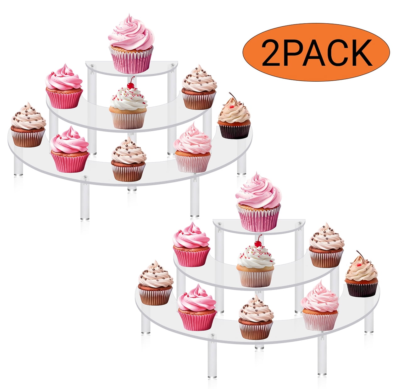 Cupcake Stand Acrylic Risers Display Tier Stand 3 Tier Clear Pastry ...