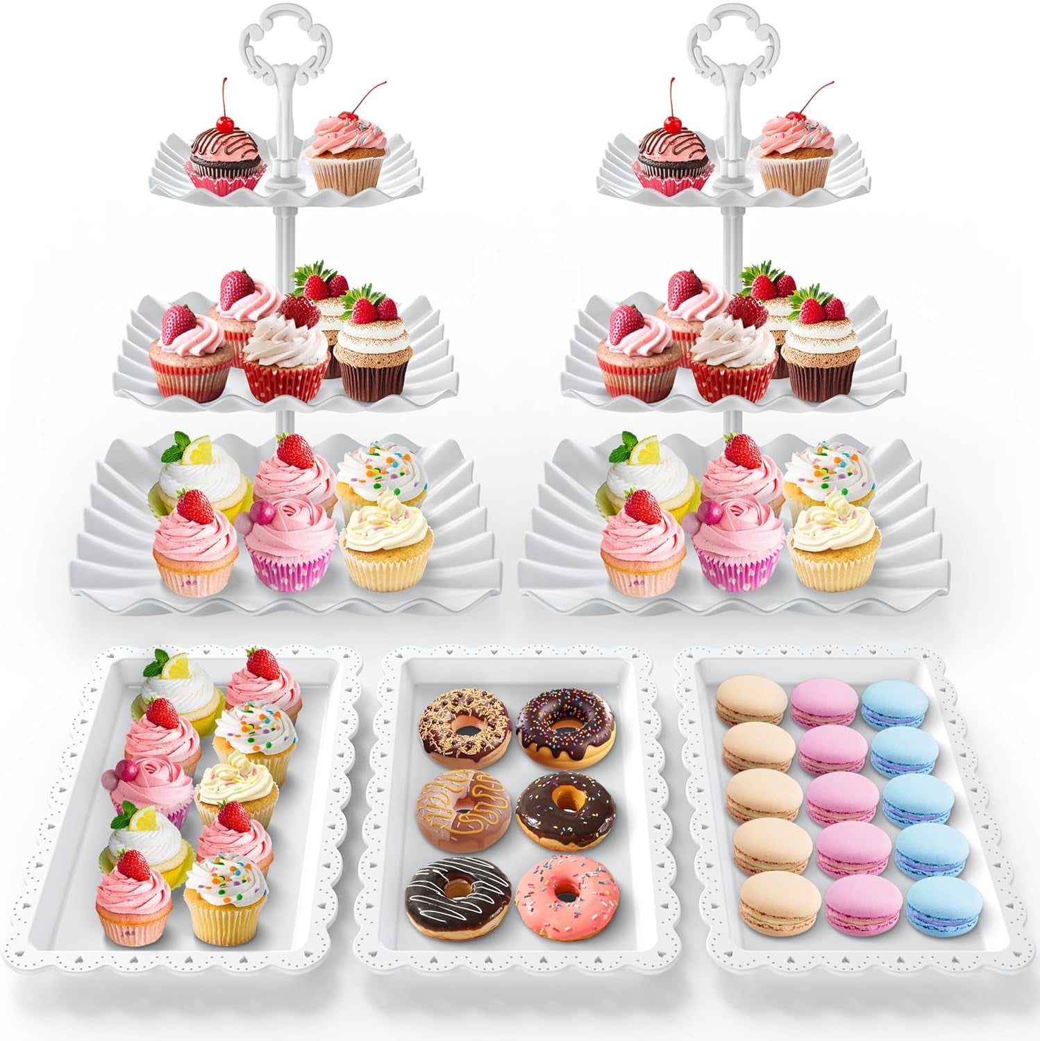 Cupcake Stand, Dessert Table Display Set 5Pcs, Tiered Tray Stands, 3 ...