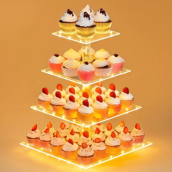 Dollcube, Cupcake Stand, Lighted, 4 Tiers, 10.5