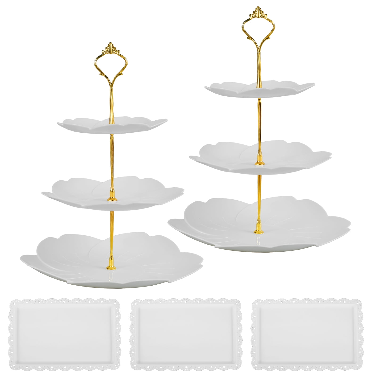 Cupcake Stand Set 3 Tire Dessert Table Display Set With 3 White Tray PP ...