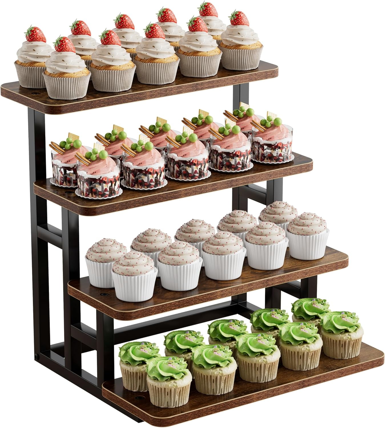 Cupcake Stand, Tiered Tray Stand for 50 Cupcakes, 4 Tier Dessert Stands ...