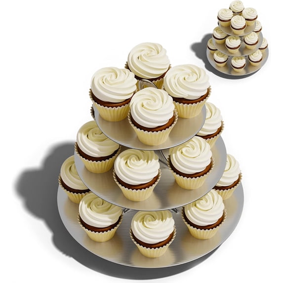 Cupcake Stand Tower, 2 Pack, , 3 Tiered, Cup Cake Stand Cardboard ...