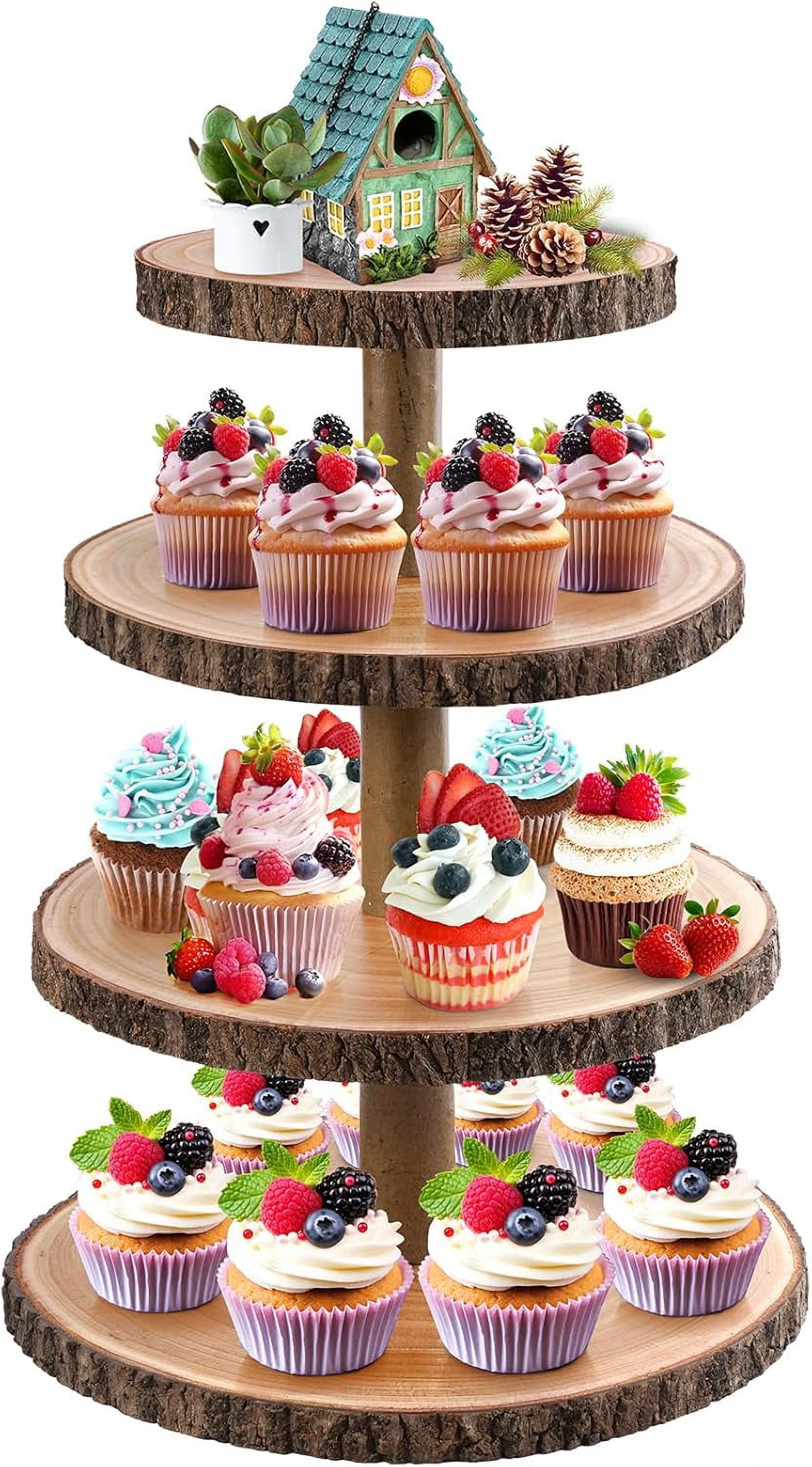 Cupcake Stand Wood Dessert Stands 4 Tier Cupcake Tower Large Cupcake ...