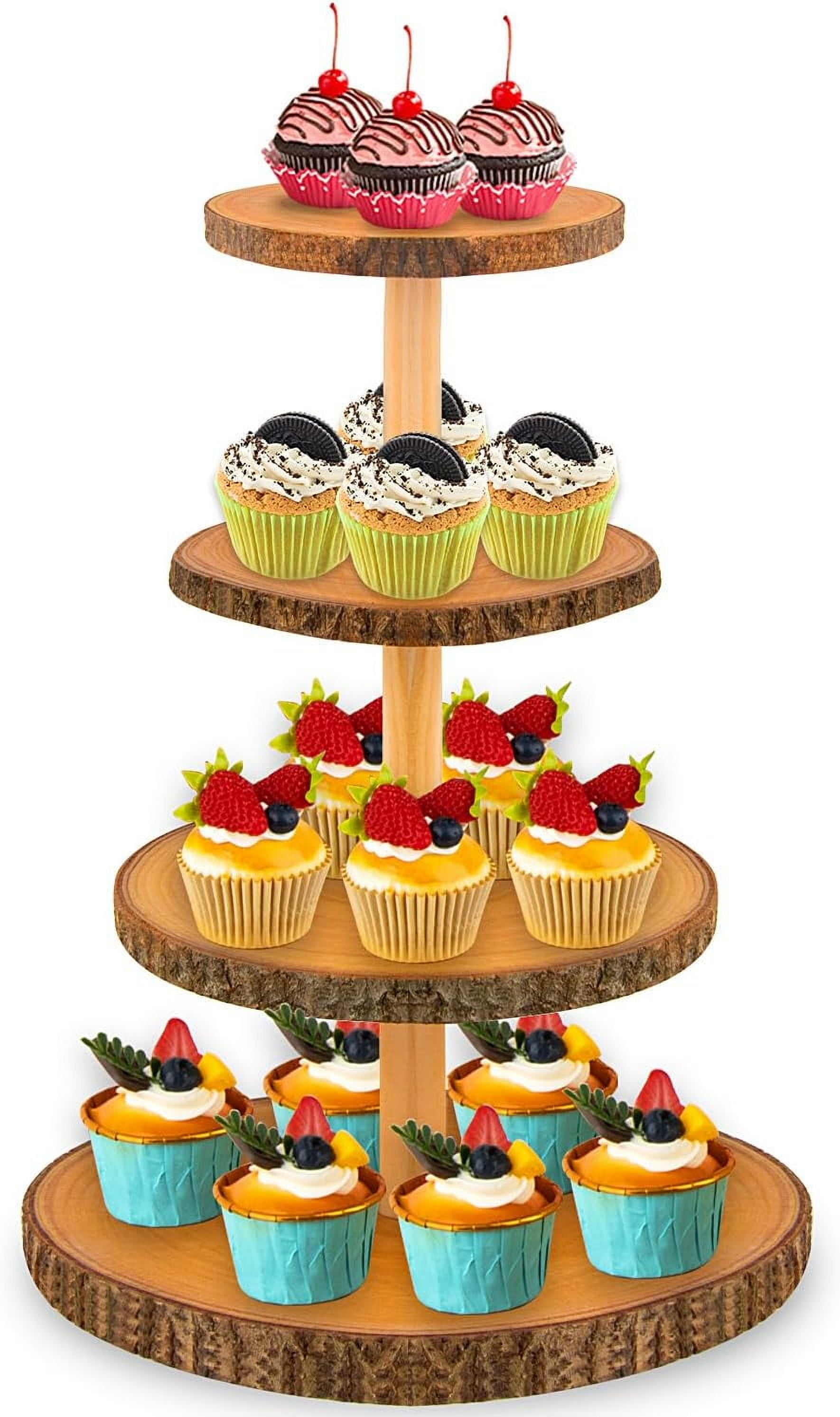 Cupcake Stand Wood Dessert Stands 4 Tier Wooden Cupcake Stand - Large ...