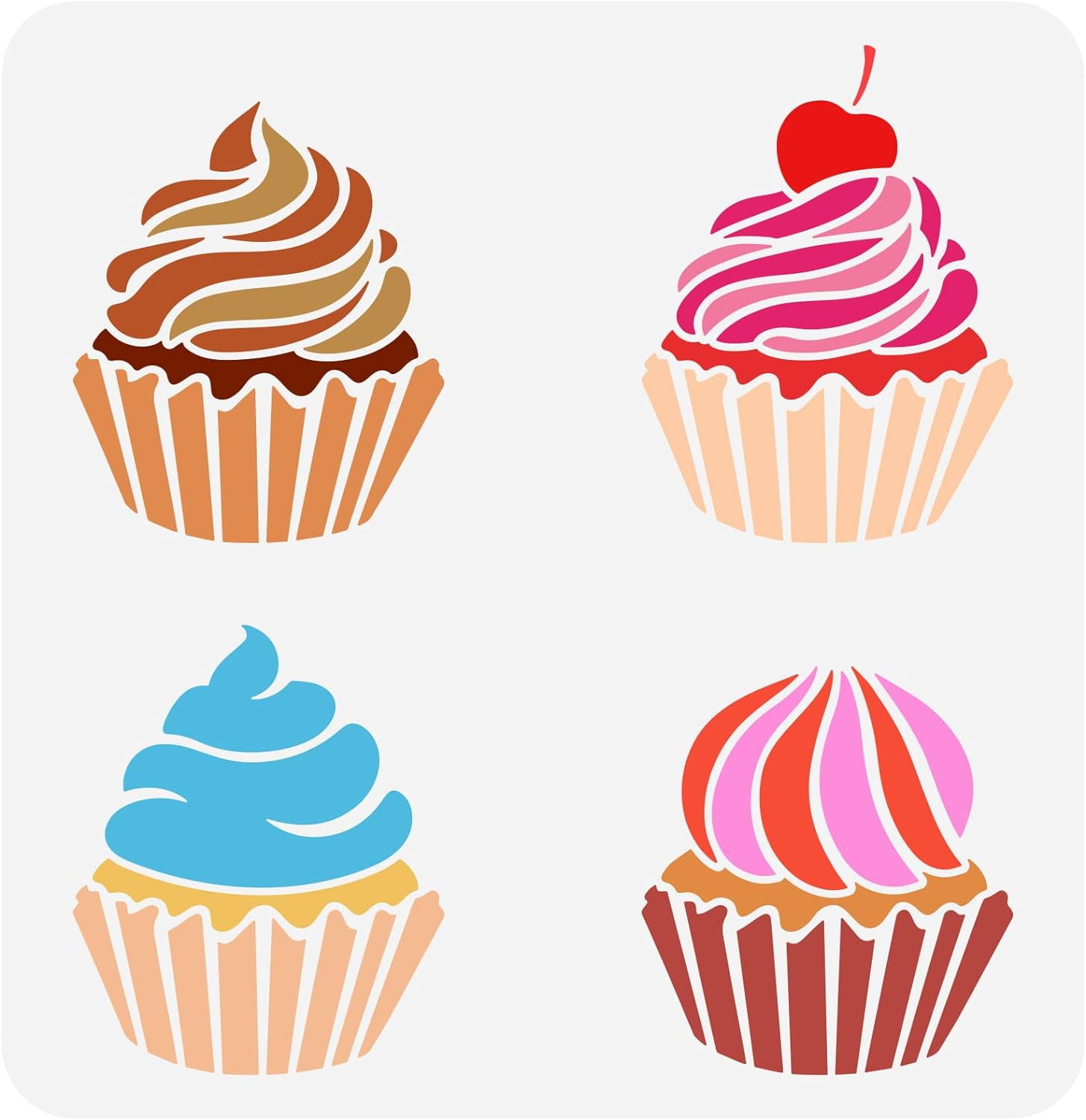 Cupcake Stencil for Painting 11.8x11.8 inch PET Hollow Out DIY Cupcake ...