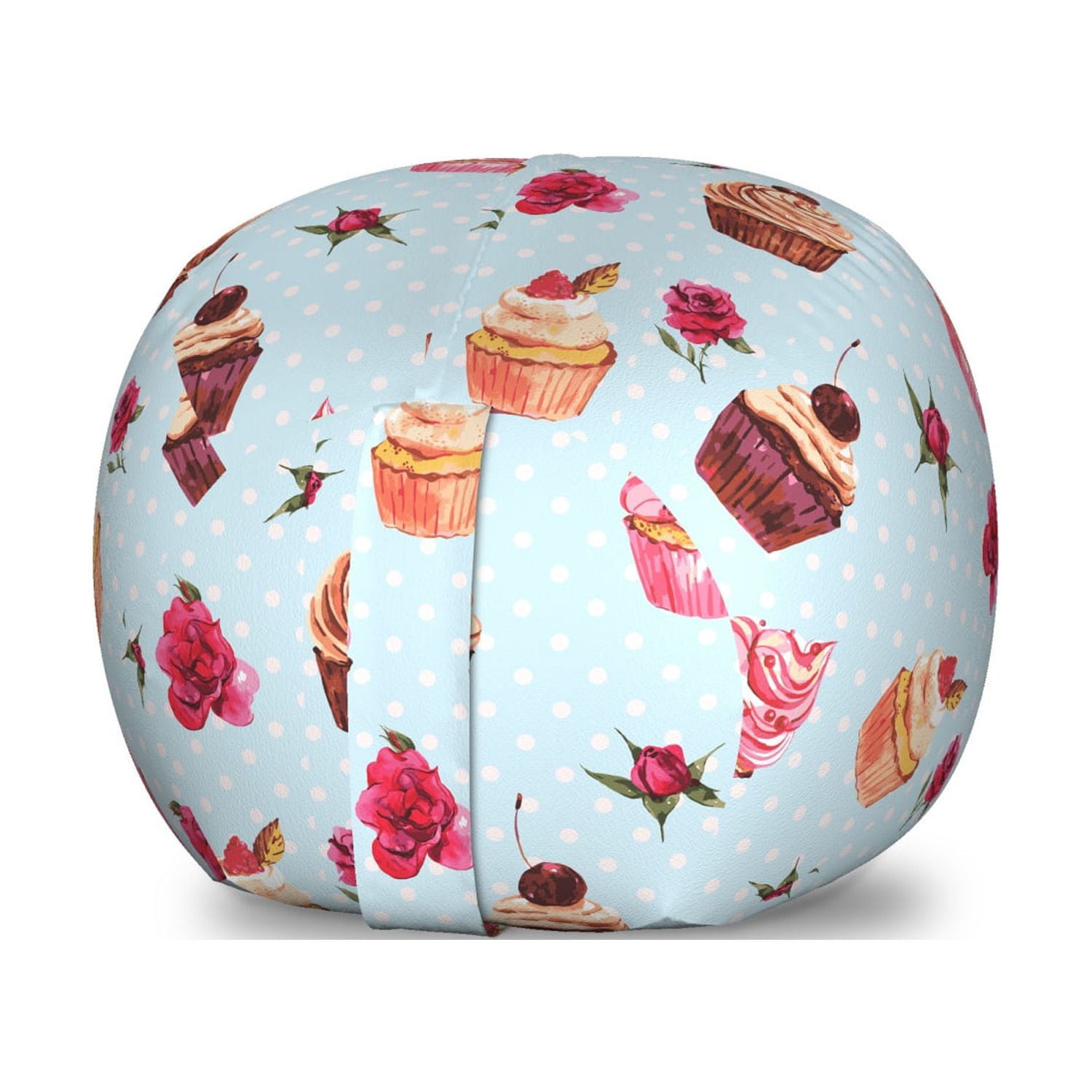 Cupcake Storage Toy Bag Chair, Valentines Lovers Muffins with Romantic ...