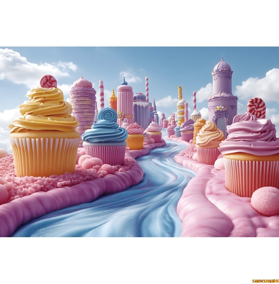 Cupcake Syrup River Backdrop Pink Baby Shower ss Birthday Party ...