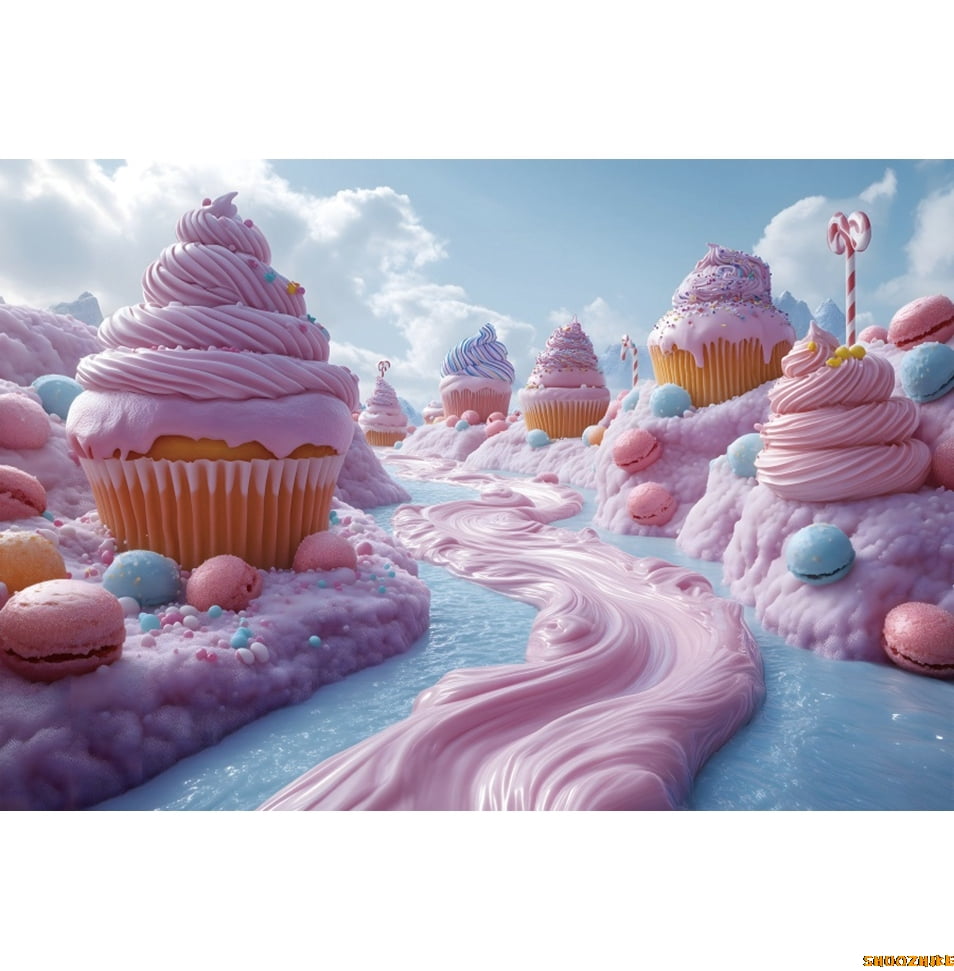 Cupcake Syrup River Backdrop Pink Baby Shower ss Birthday Party ...