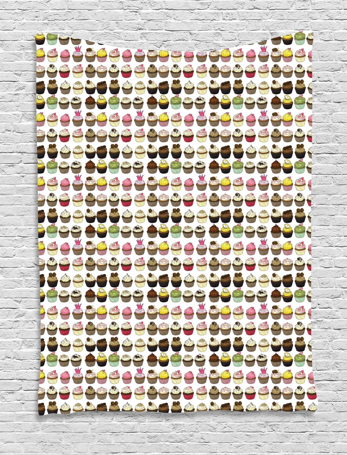 Cupcake Tapestry, Chocolare Muffin Vanilla Cream Lemon Mocha Strawberry ...