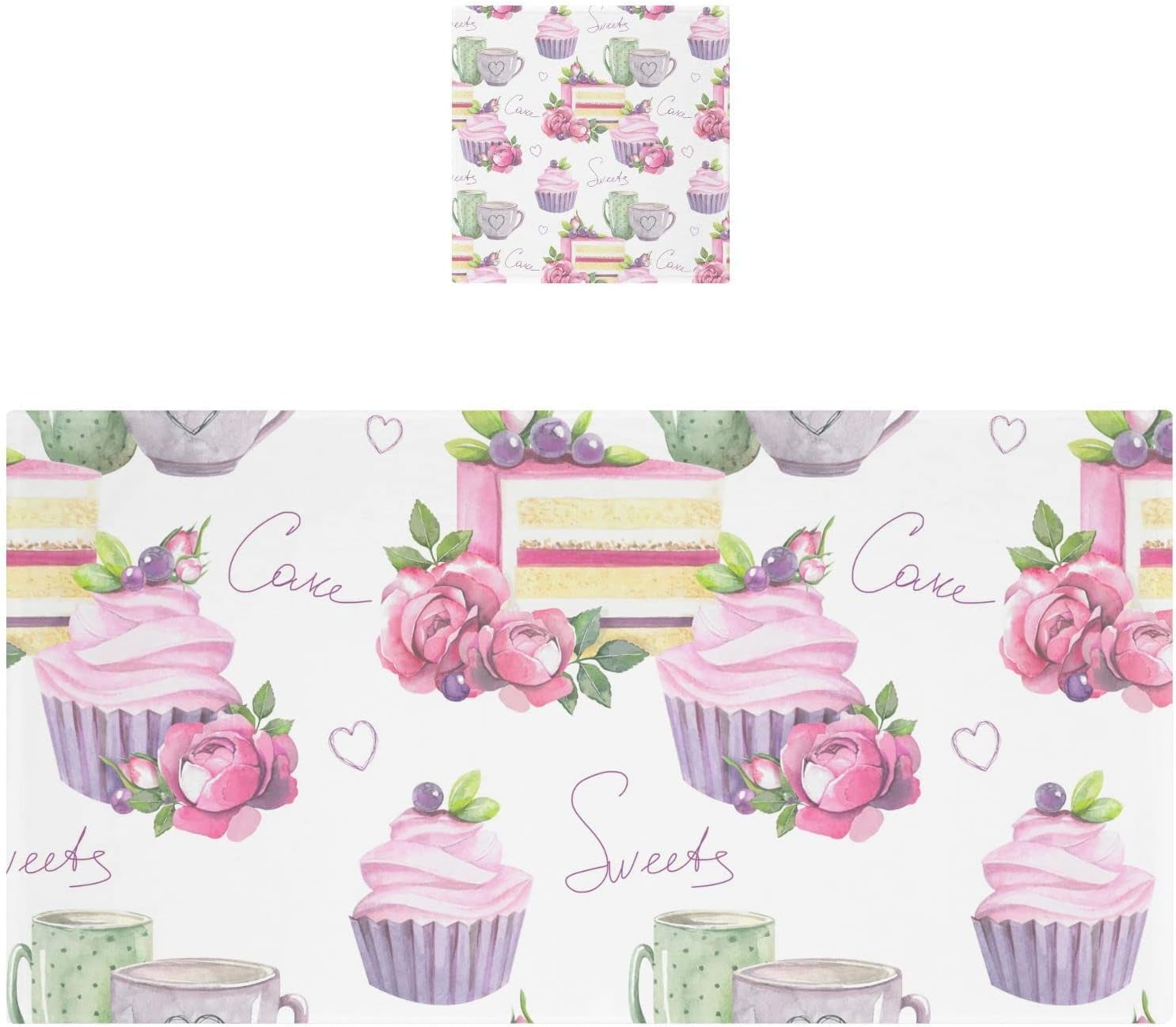 Cupcake Tea Cotton Towel Set 2 Piece, 1 Bath Towels 1 Washcloth, Soft ...