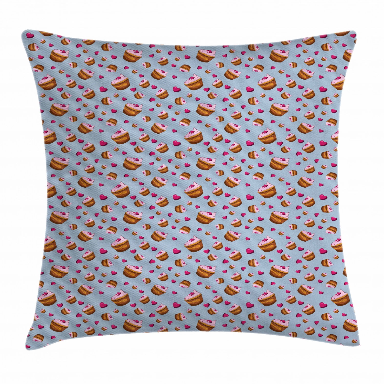 Cupcake Throw Pillow Cushion Cover, Valentines Day Cakes with Heart ...