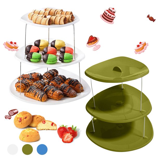 Cupcake Tier Holders, 3-Tier Folding Cake Stand, Space-Saving Pastry ...