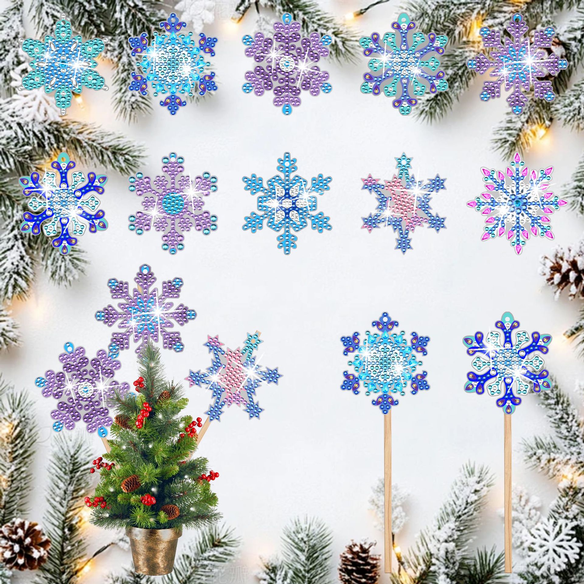 Cupcake Toppers Christmas Toppers Christmas festival decorative diamond ...