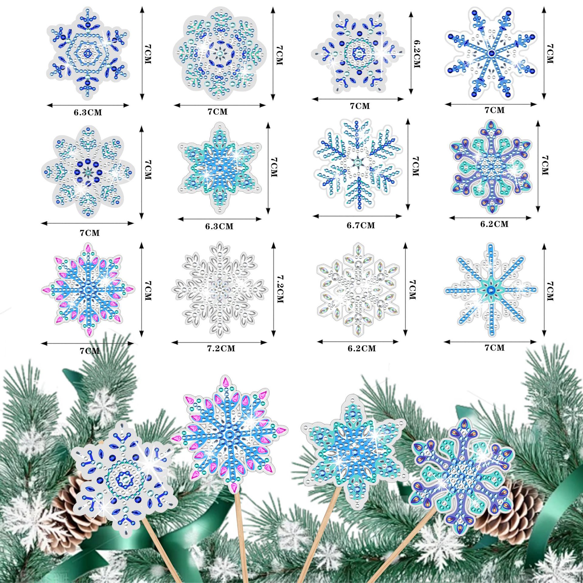 Cupcake Toppers Christmas Toppers Christmas festival decorative diamond ...