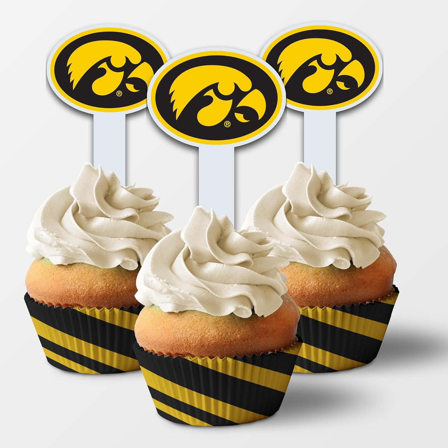 Cupcake Toppers Set of 100, Iowa Hawkeyes Cupcake Picks, Solid Plastic ...