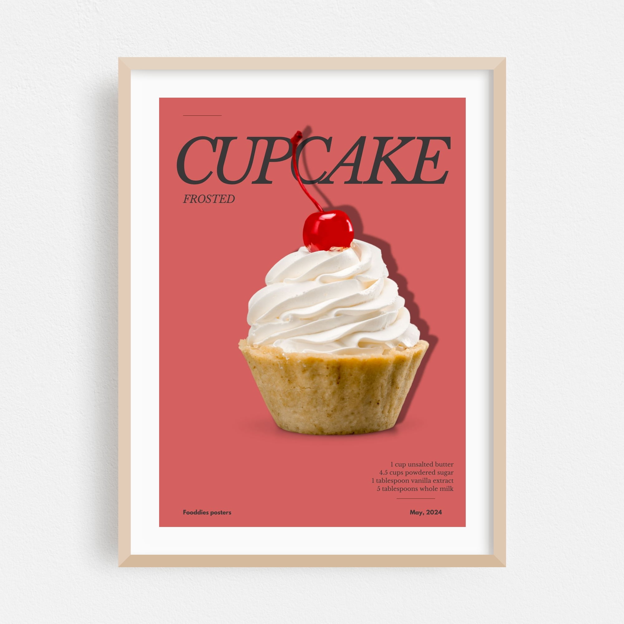 Cupcake Treat - Typography Kitchen Decor Dessert Pop Art Oak Framed Wall Art Print 6 x 8 inches ...