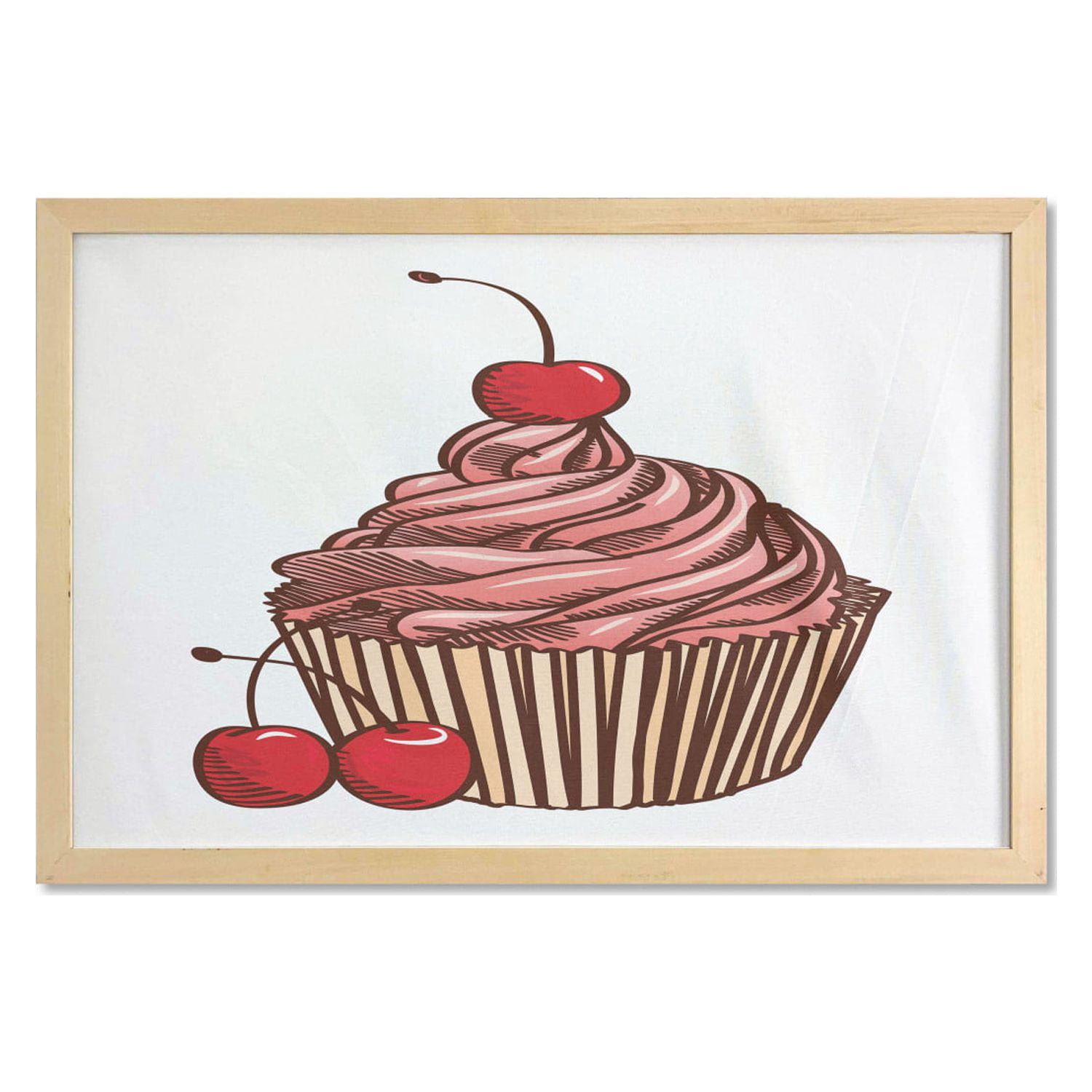 Cupcake Wall Art with Frame, Delicious Cake Icing and Cherry Flavour ...