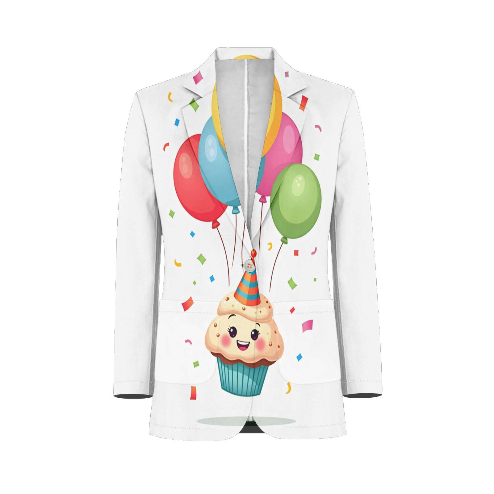Cupcake With Balloons Celebration Men's Suit Blazer Casual Party Wear ...