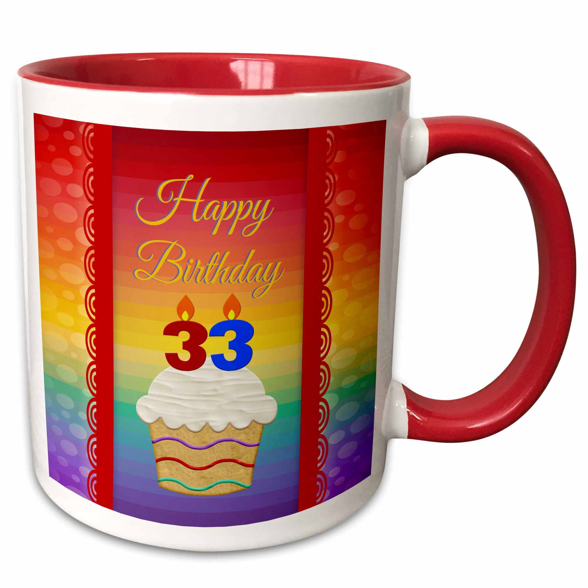 3drose, Cupcake with Number Candles, 33 Years Old Birthday, 11oz Two ...