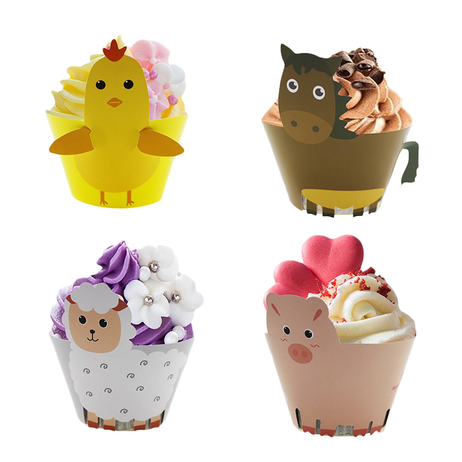 Cupcake Wrappers, Fun Cake Decorations for Kids Birthday Party (Four ...
