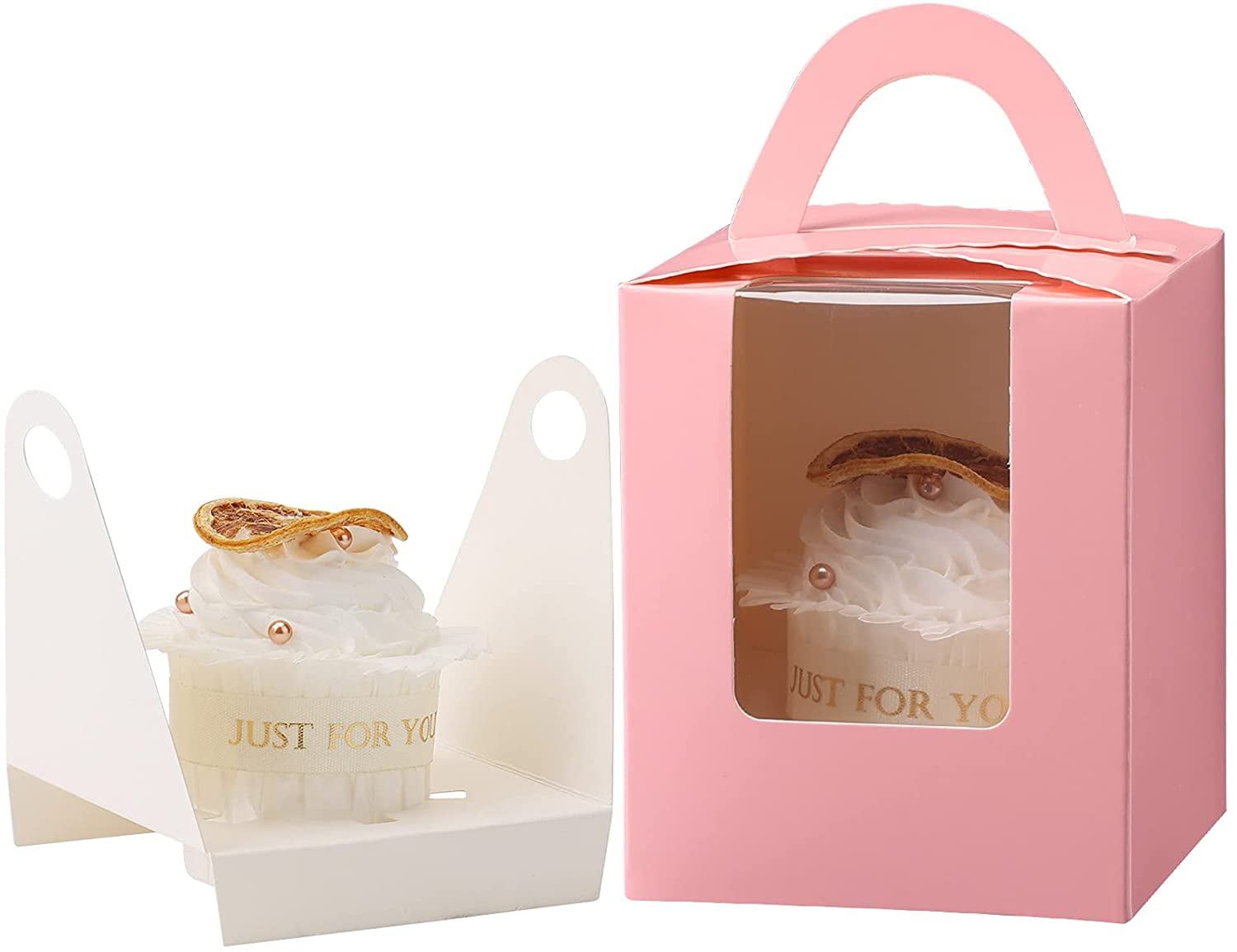 Cupcake box, 10 pieces of single cupcake holder, with window insert and ...