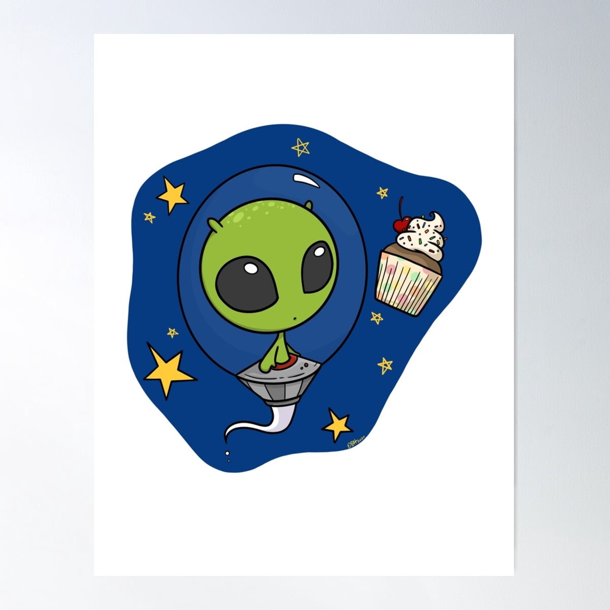 Cupcakes In Space Poster Wall Art, Modern Wall Decor For Living Room ...