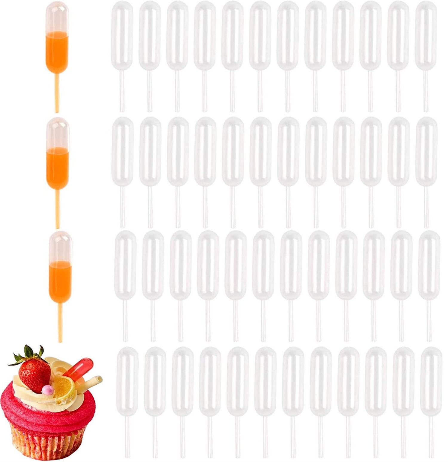 Cupcakes Pipettes,Bexikou 100 Pcs 4ml Pipette Dropper Plastic Mini ...