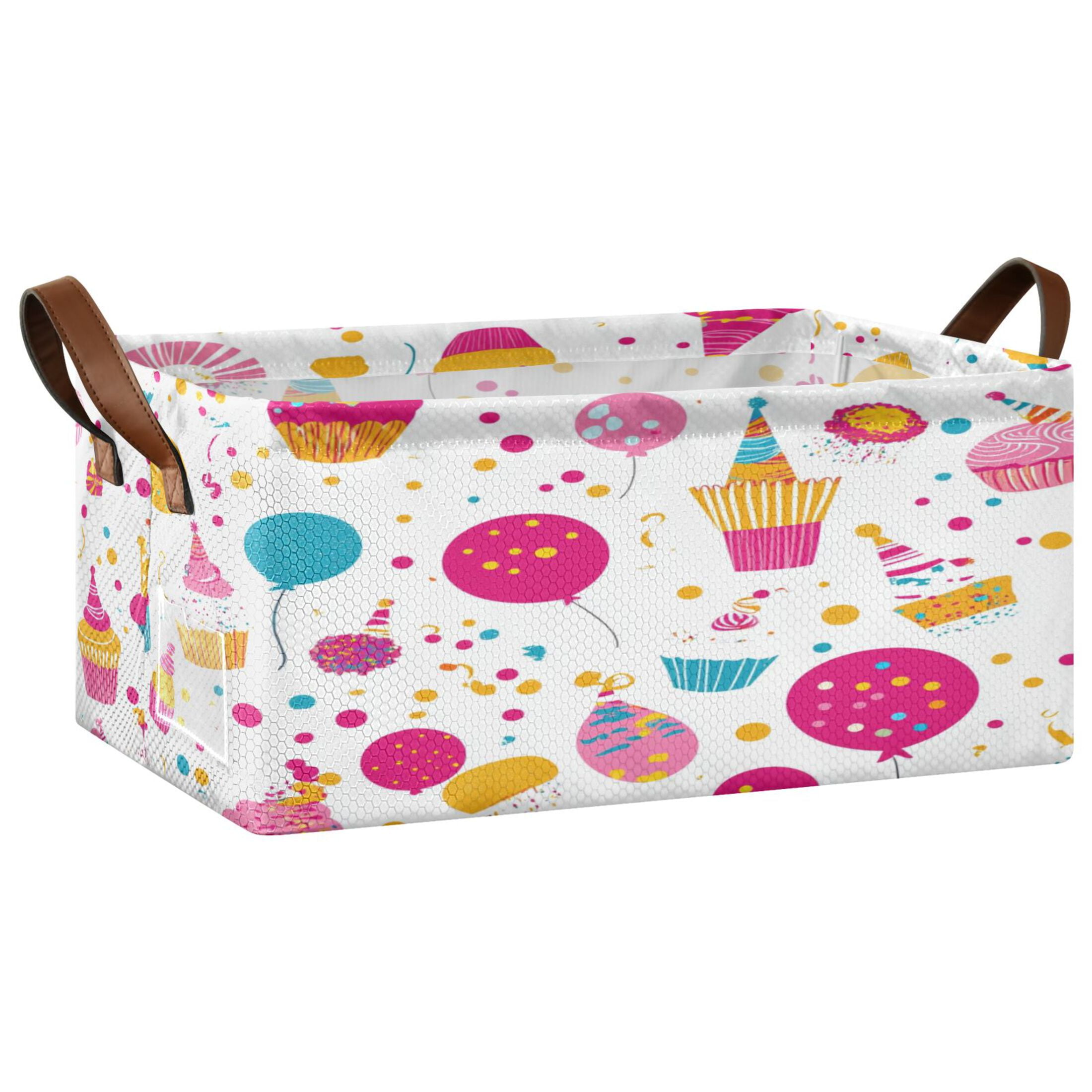 Cupcakes and Balloons Open Home Storage Bins Foldable Metal Frame Shelf ...