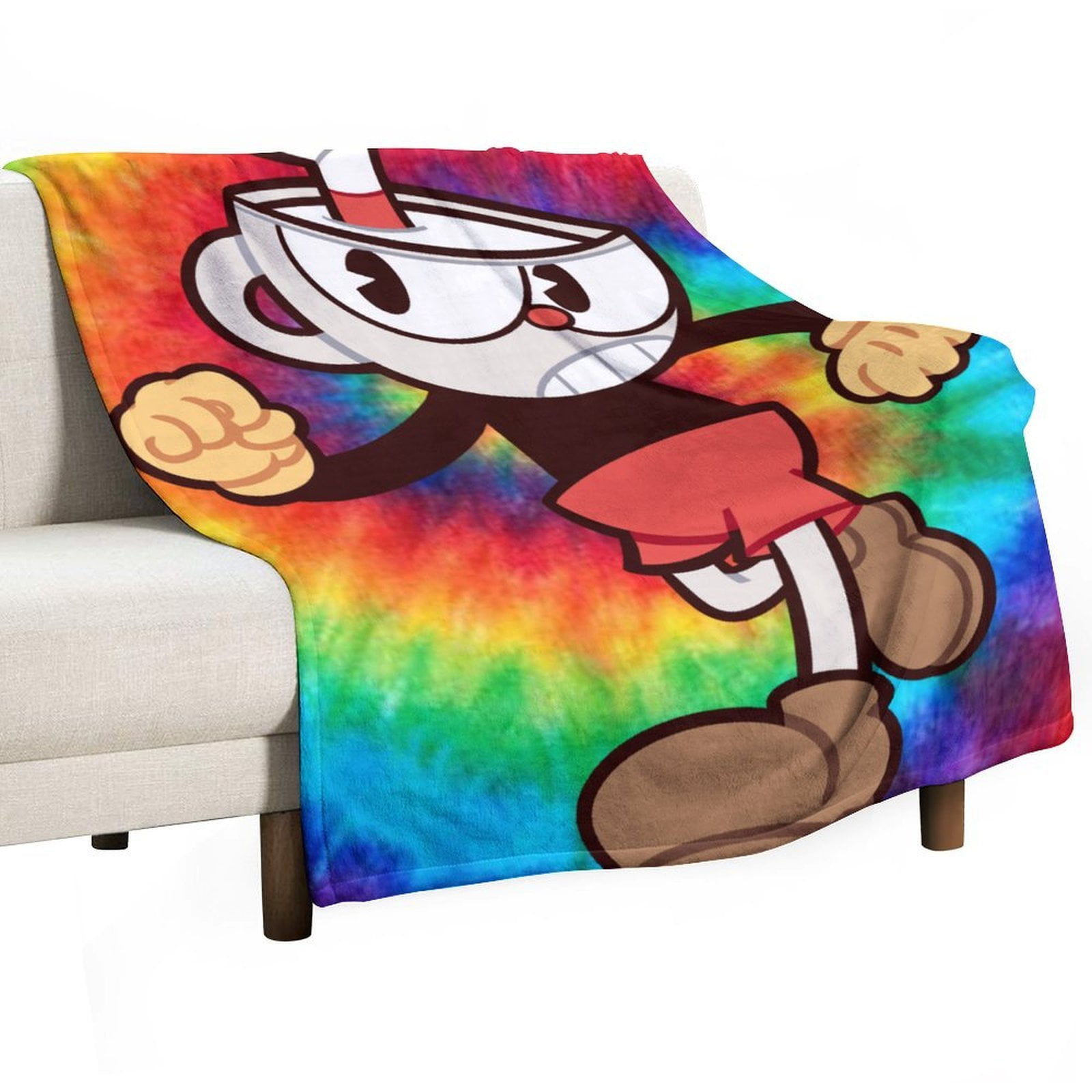 Cuphead And Mugman 2 Funny Bedding Fleece Throw Blanket for Couch Home Living Room Bedroom Gift ...